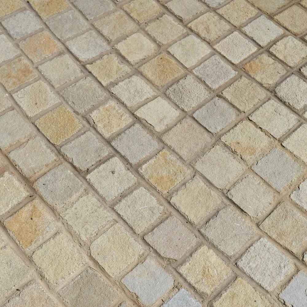 Fossil Mint Cobble Setts - 100x100x22mm