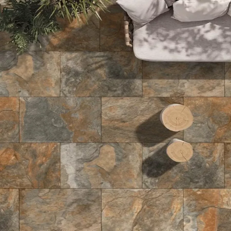 Rustic Slate Outdoor Porcelain Paving Tiles - 600mm x 900mm x 20mm ...